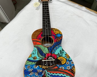 Engraved happy Flower Ukulele W/shoulder Strap - Etsy