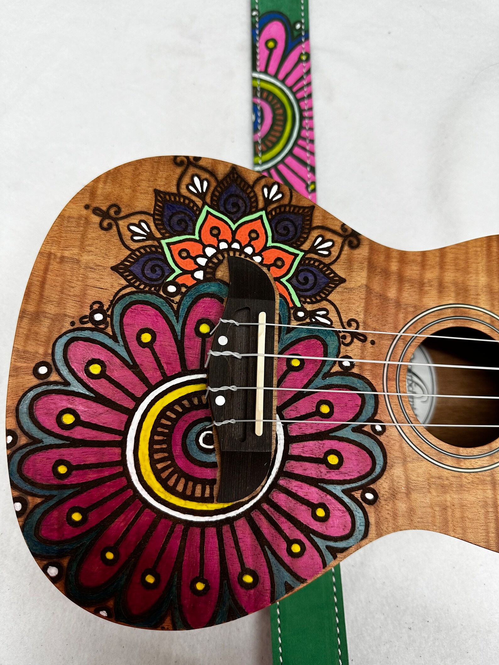 Engraved "calm Flower" Ukulele W/shoulder Strap - Etsy