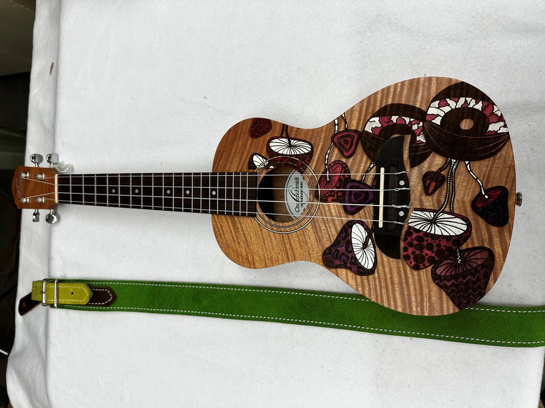 Engraved "mushroom" Ukulele W/shoulder Strap - Etsy