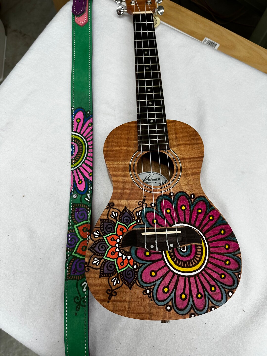 Engraved "calm Flower" Ukulele W/shoulder Strap - Etsy