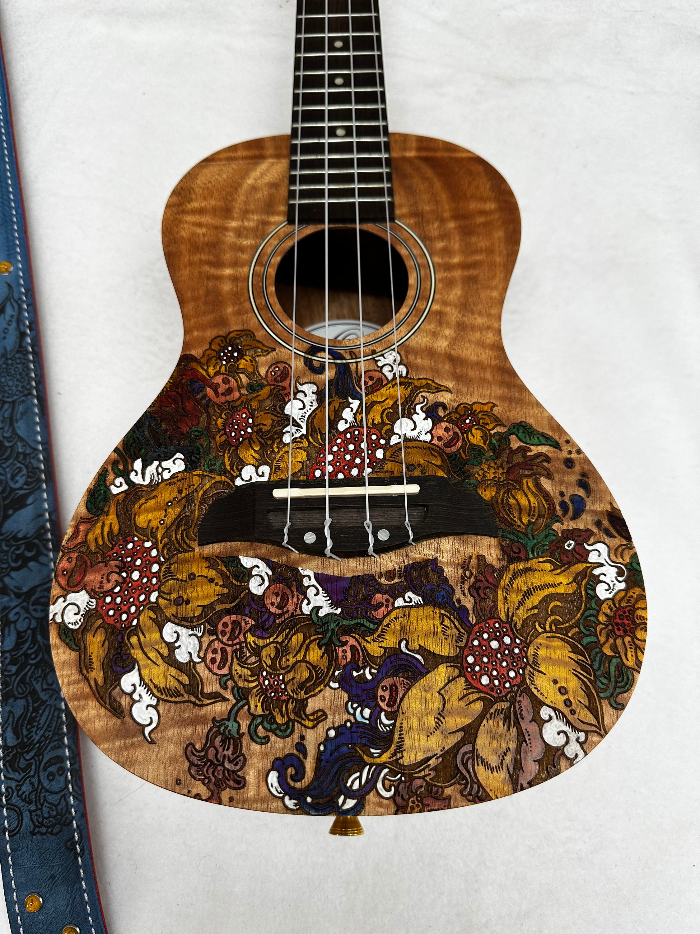 Engraved happy Flower Ukulele W/shoulder Strap - Etsy
