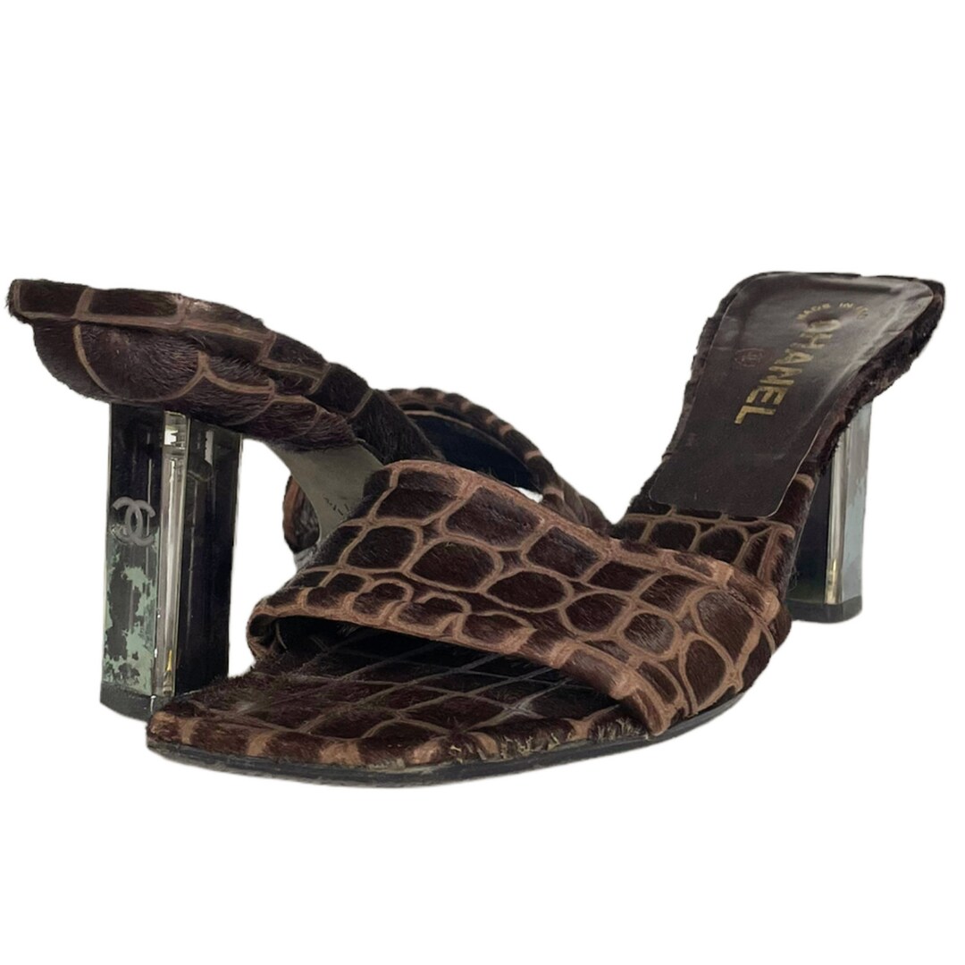 Chanel Heels Authentic Chanel Animal Print Calfskin Heels in Brown UK 4 ...