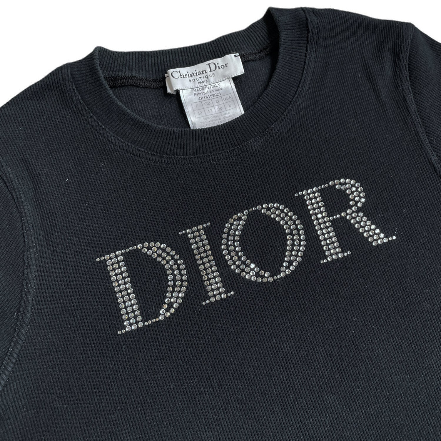 Dior Top Authentic Dior Diamante Spellout T-shirt Top in - Etsy