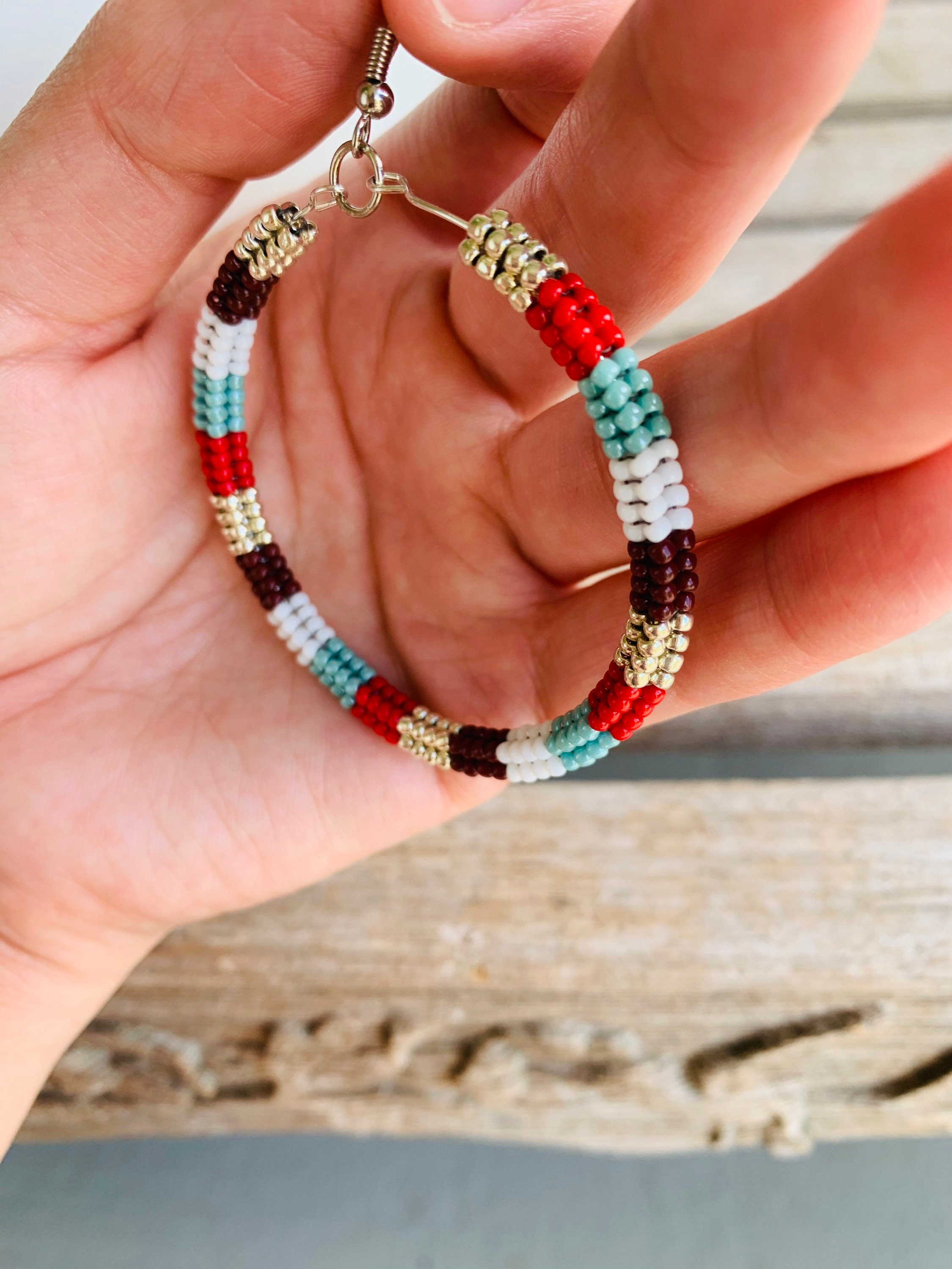 Bohemian Native American Inspired Beaded Hoops - Etsy