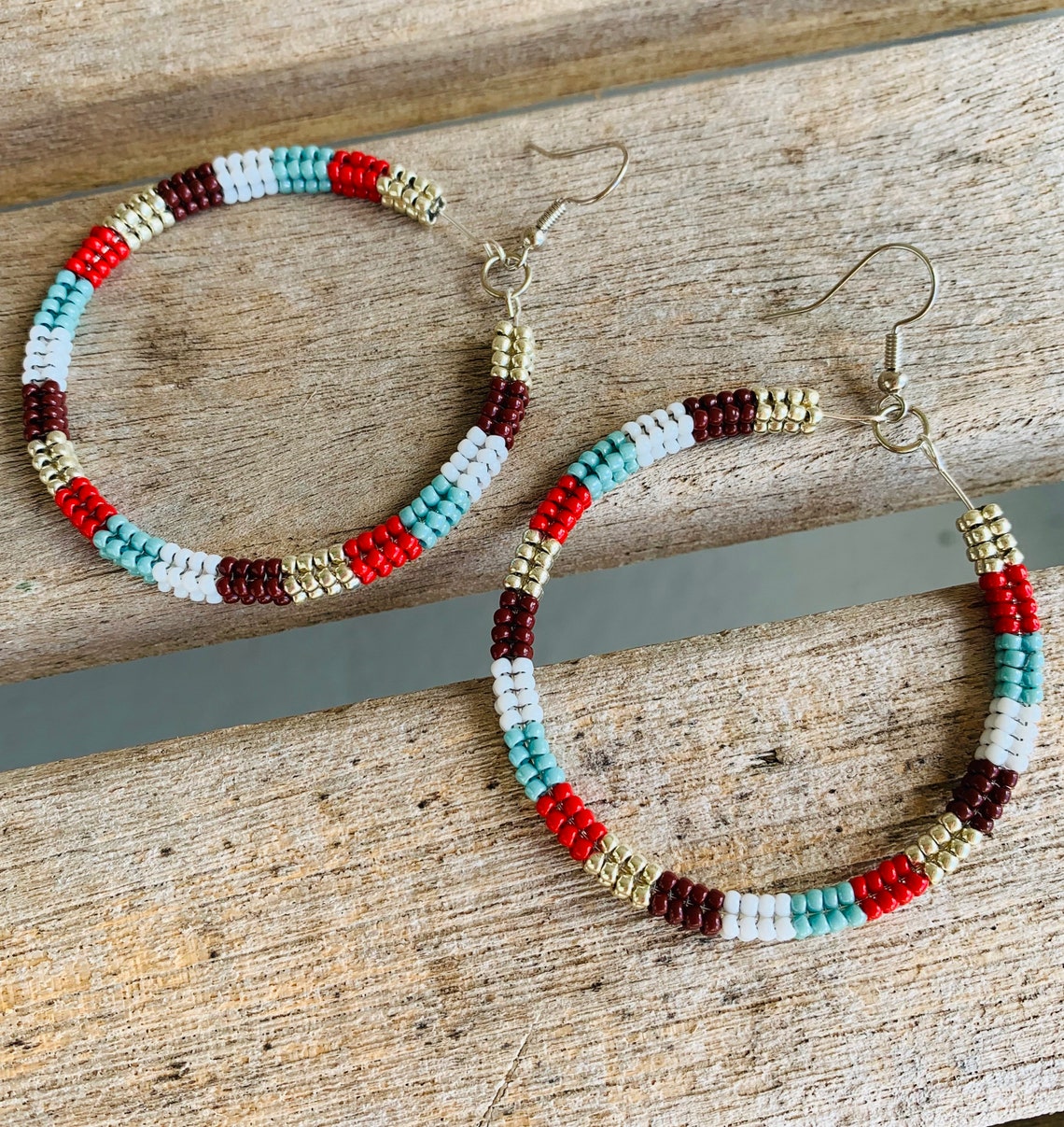 Bohemian Native American Inspired Beaded Hoops - Etsy