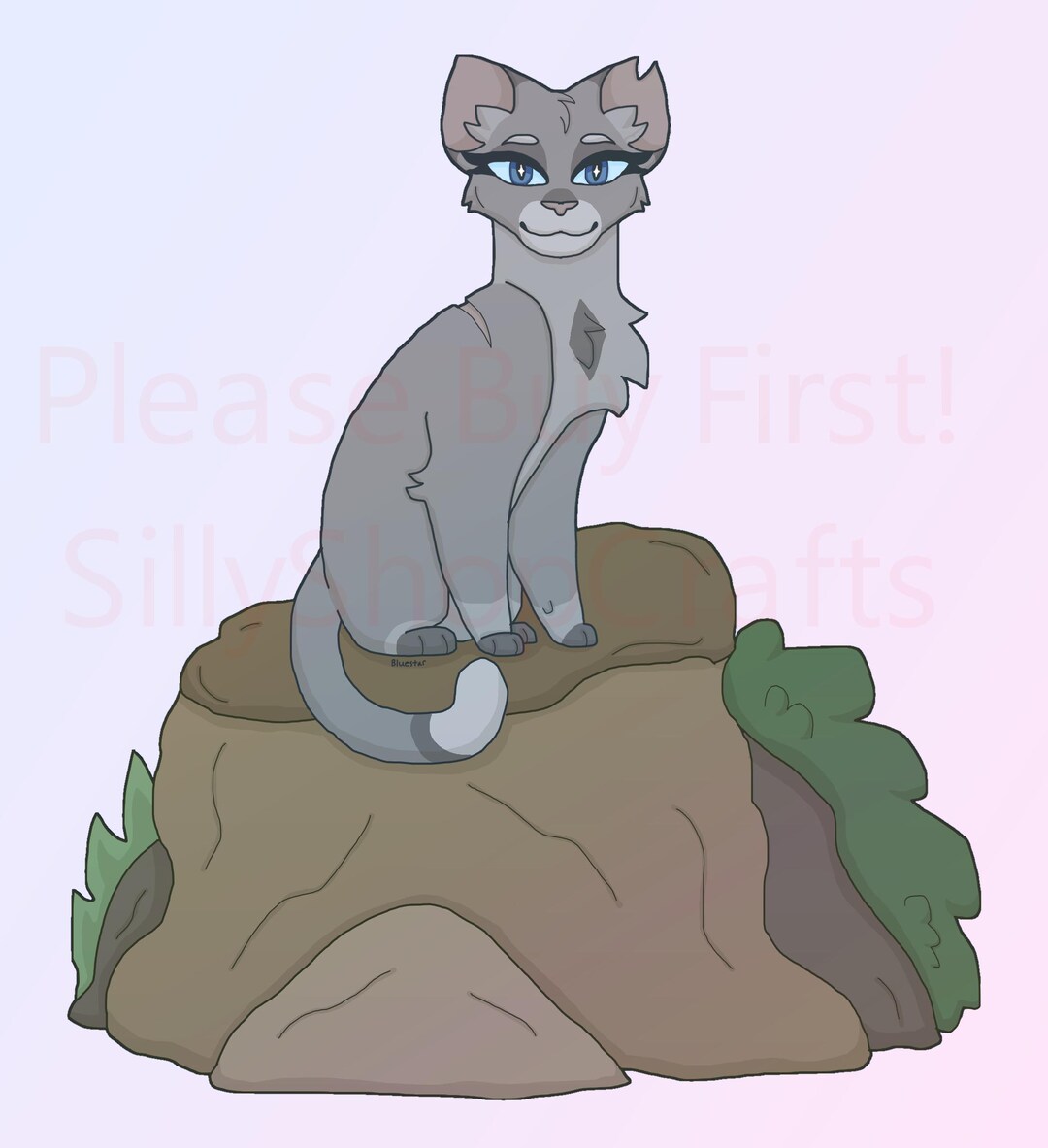 Bluestar: Leader of Thunderclan - Warrior Cats PNG - Digital Sticker / Cake Topper / Gift ...