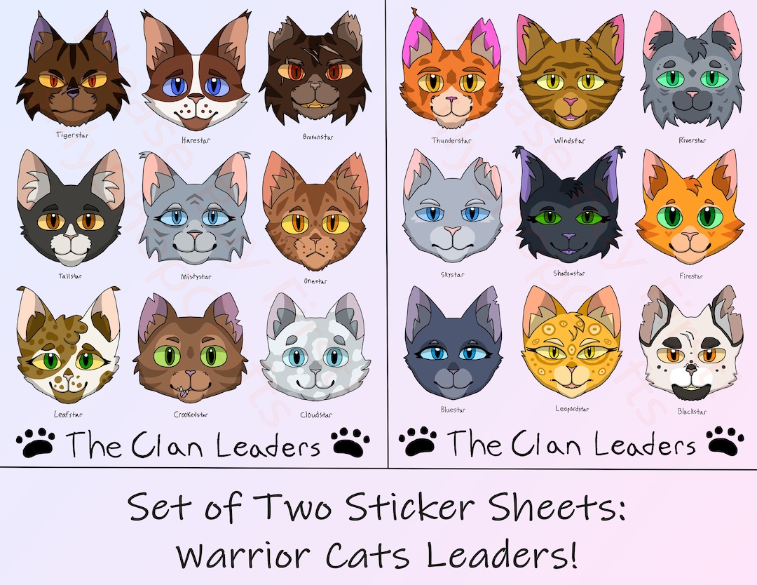 Warrior Cats Stickers: Clan Leaders Pngs (digital Download, 18pc Value ...