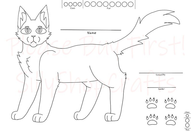 Cat / Warrior Cats / OC Reference Sheet Base Pack Includes 8 Digital ...