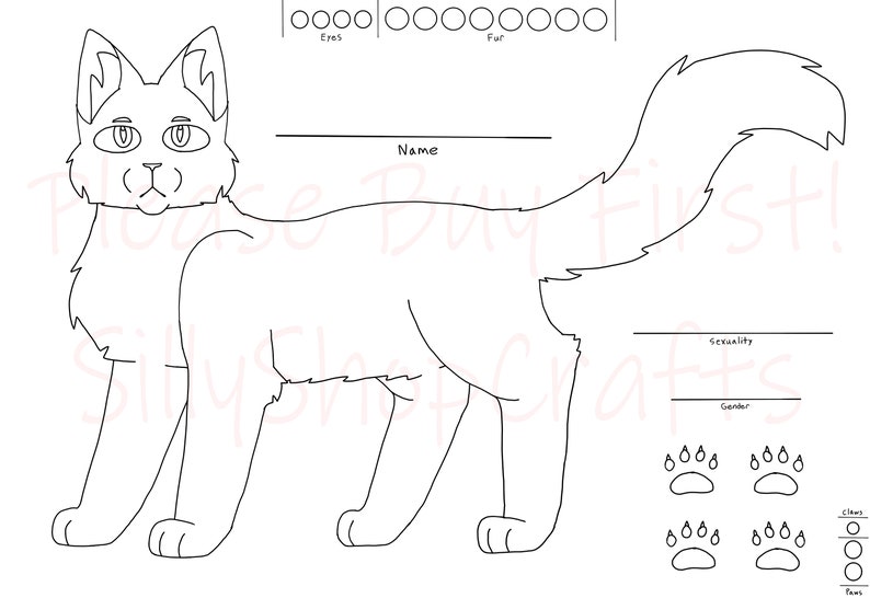 Cat / Warrior Cats / OC Reference Sheet Base Pack - Includes 8 Digital ...