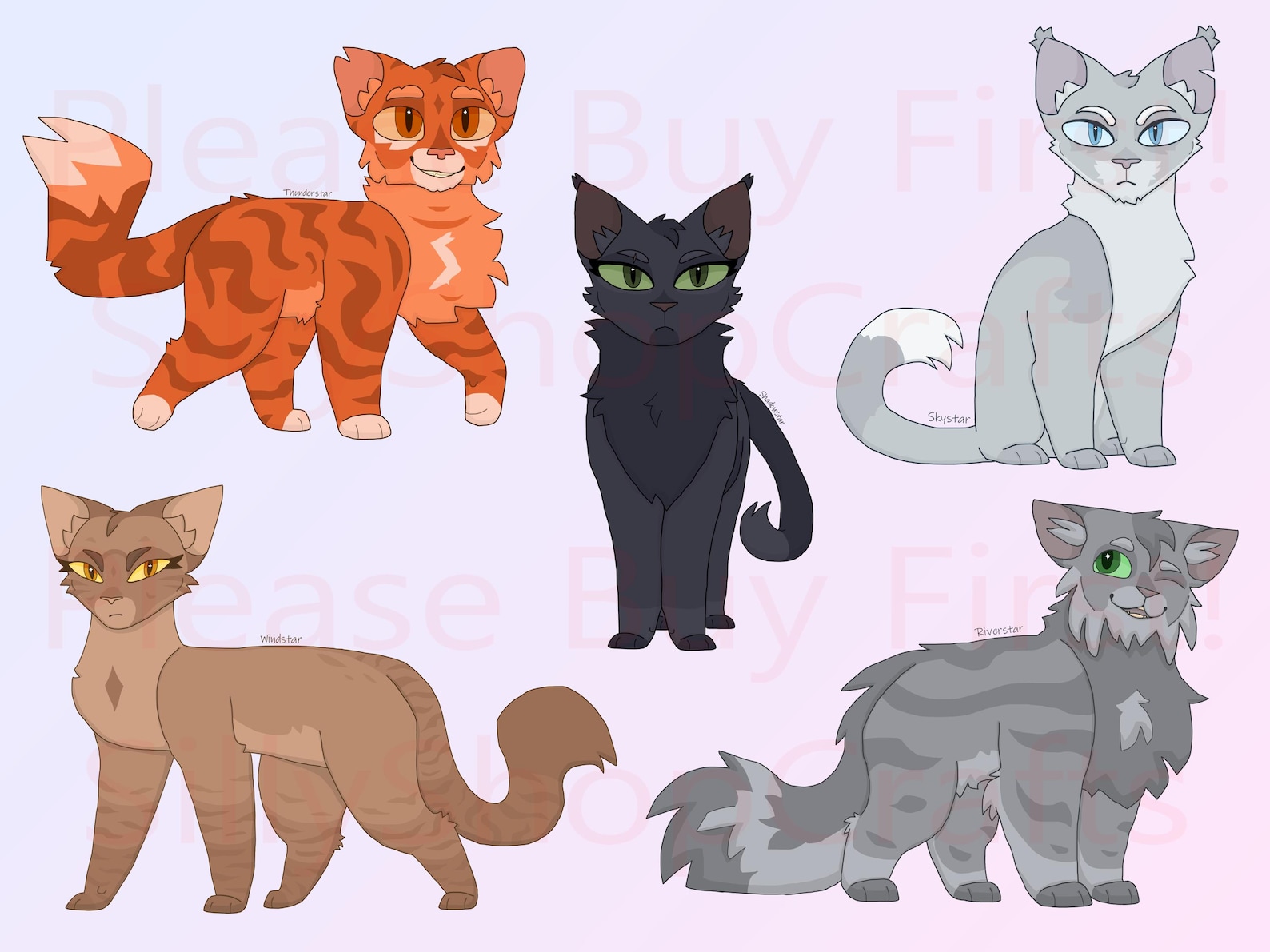 Warrior Cats Stickers: Clan Leaders Pngs - First Leaders - (instant ...