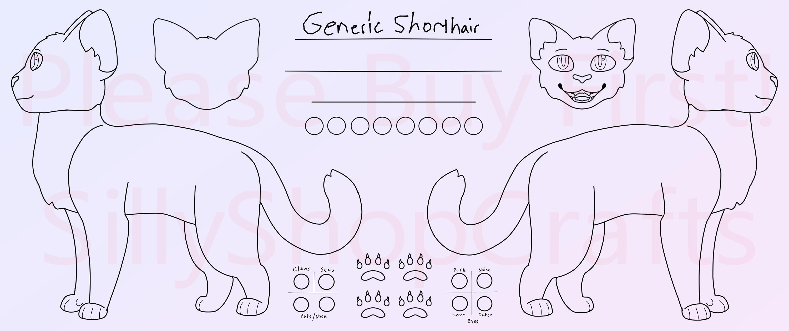 18 Cat Breeds / Warrior Cats / OC Reference Sheet Base Pack - Includes ...