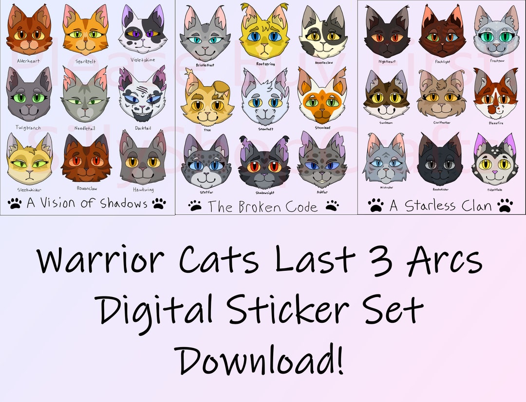 Warrior Cats Stickers: Last 3 Arcs Characters Pngs - Faces - (instant ...