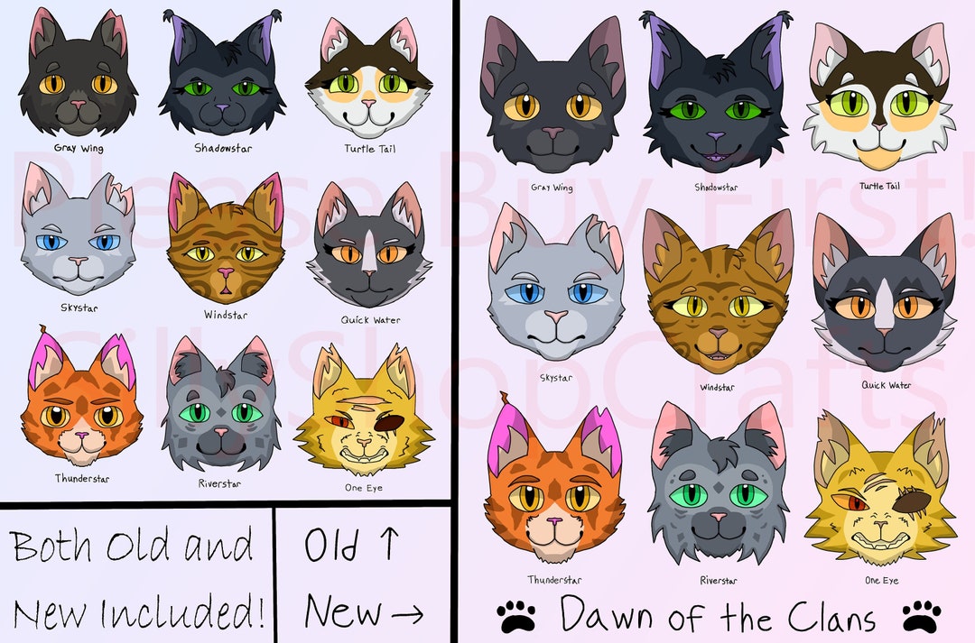 Warrior Cats SVG Digital Stickers INSTANT DOWNLOAD: Dawn of the Clans ...