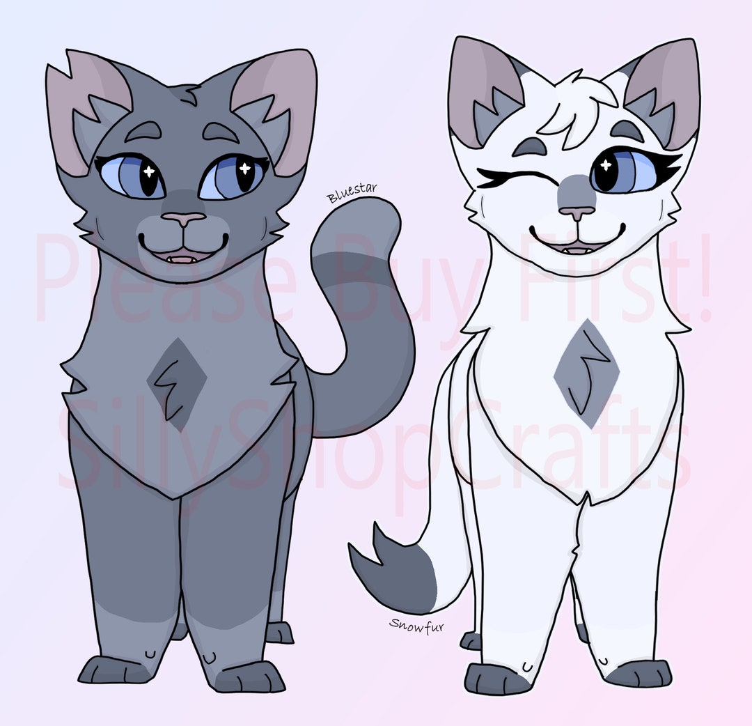 Bluestar and Snowfur - Warrior Cats PNG - Digital Sticker / Cake Topper ...