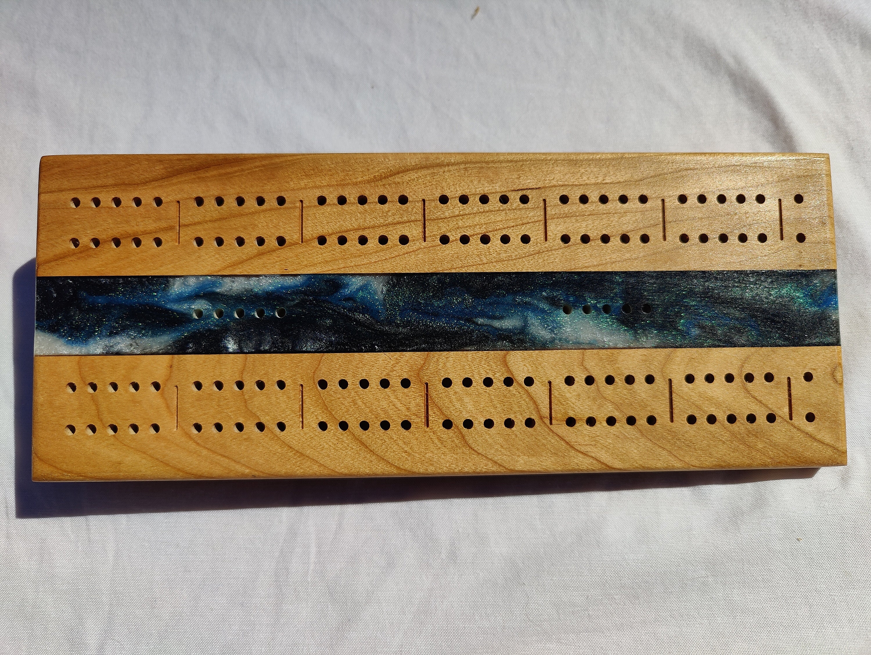 Cherry Cribbage Board With Epoxy Resin Accent Travel Size Cribbage ...
