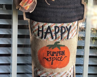 Pumpkin Spice Latte Wood Cut Out Door Hanger - Etsy