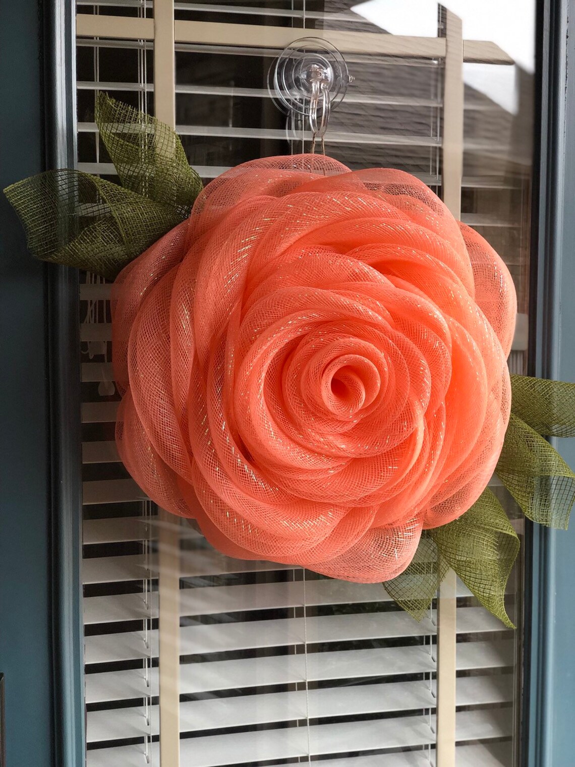 Deco Mesh Rose Wreath - Etsy