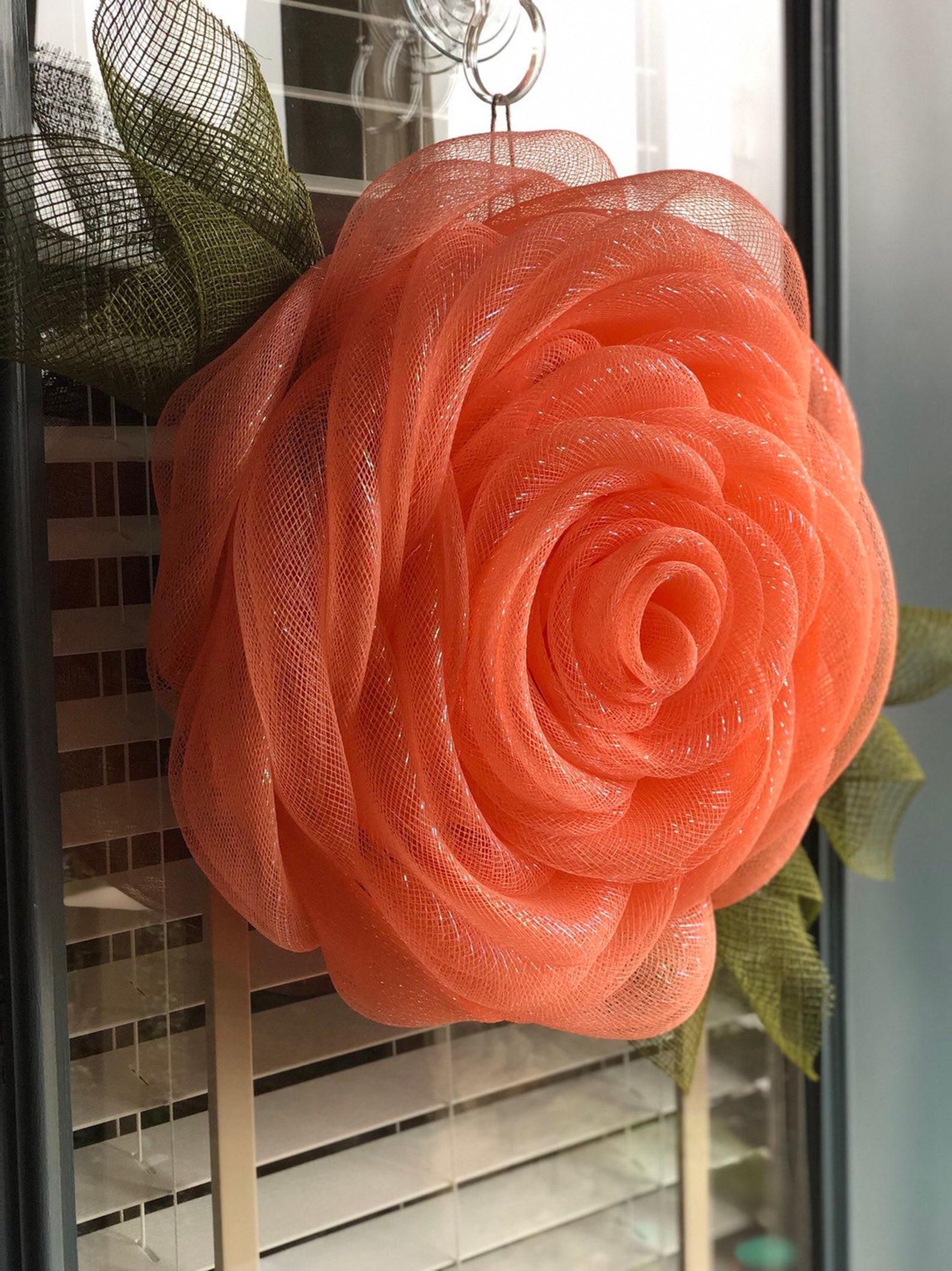 Deco Mesh Rose Wreath - Etsy