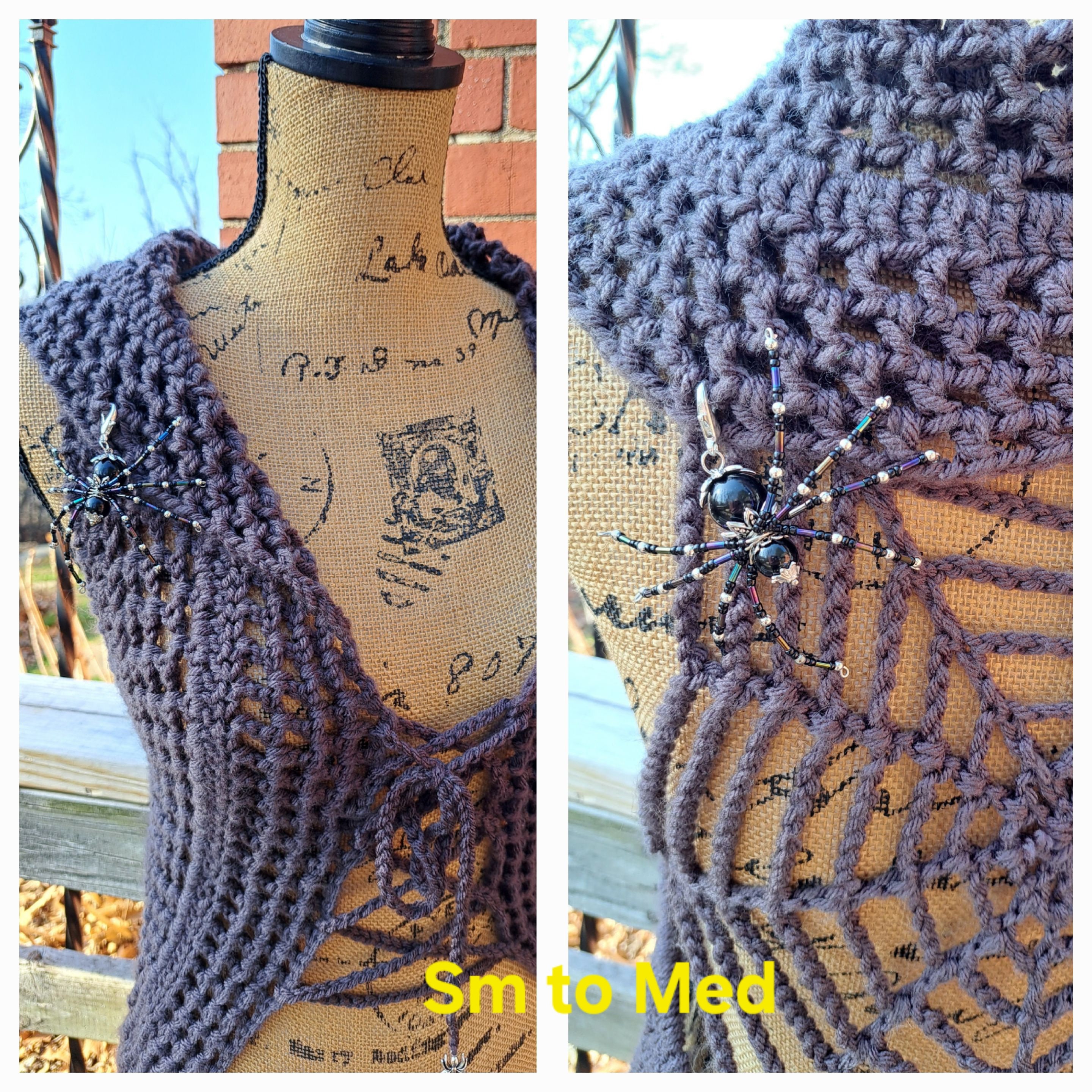 Spiderweb Fae Vest With Beaded Spider Charm and Fabric Fringe - Etsy