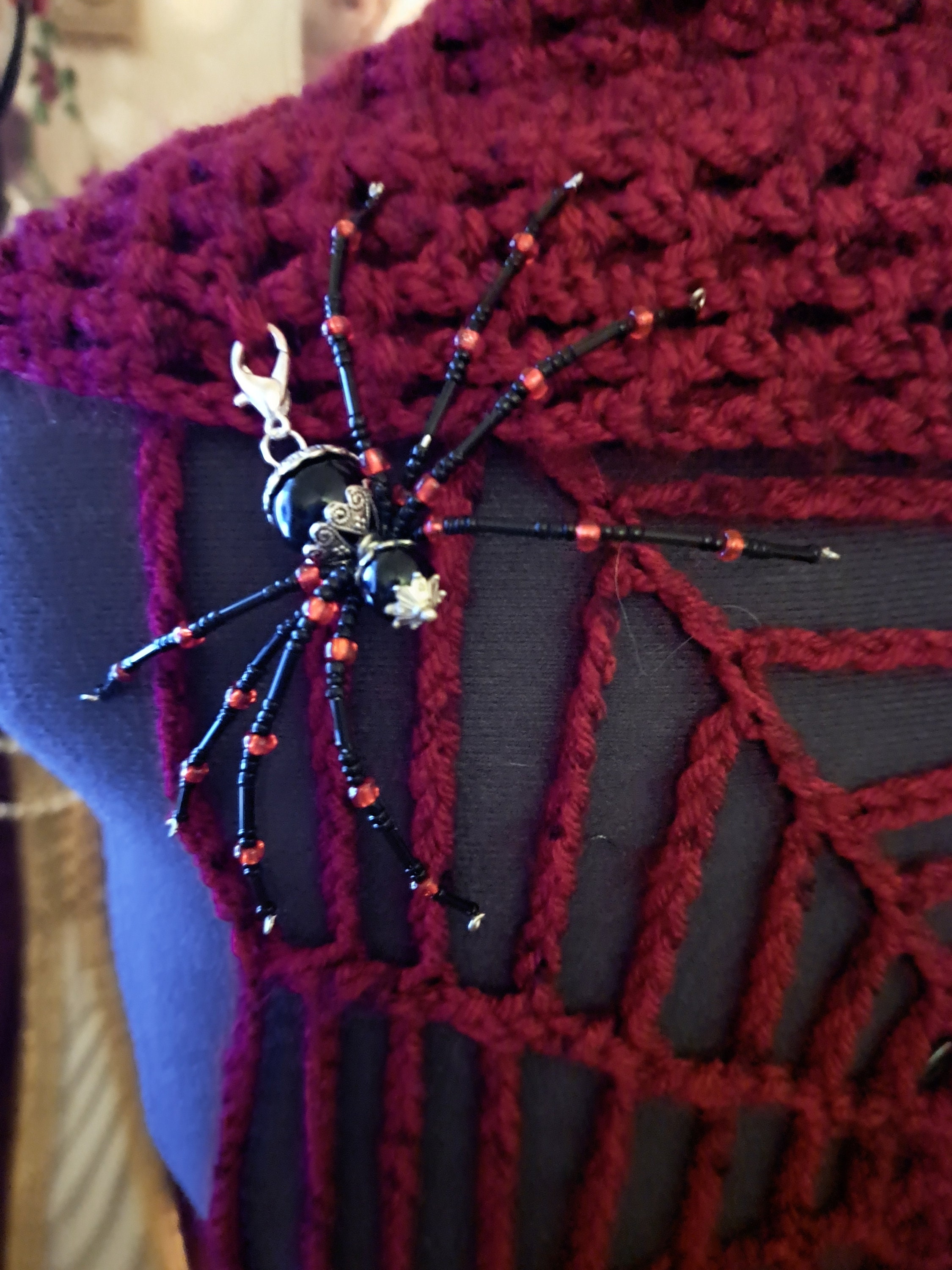 Spiderweb Fae Vest With Beaded Spider Charm and Fabric Fringe - Etsy