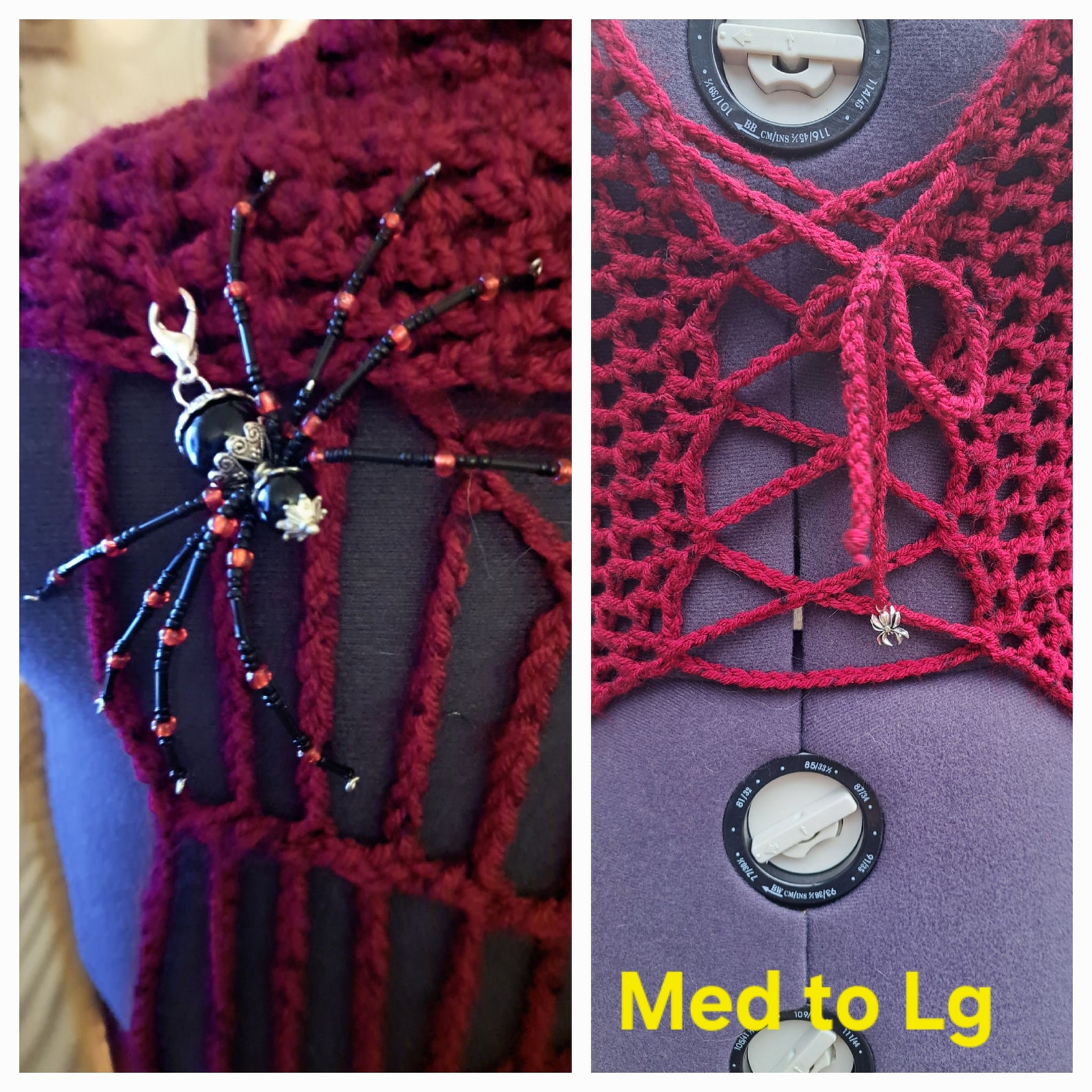 Spiderweb Fae Vest With Beaded Spider Charm and Fabric Fringe - Etsy