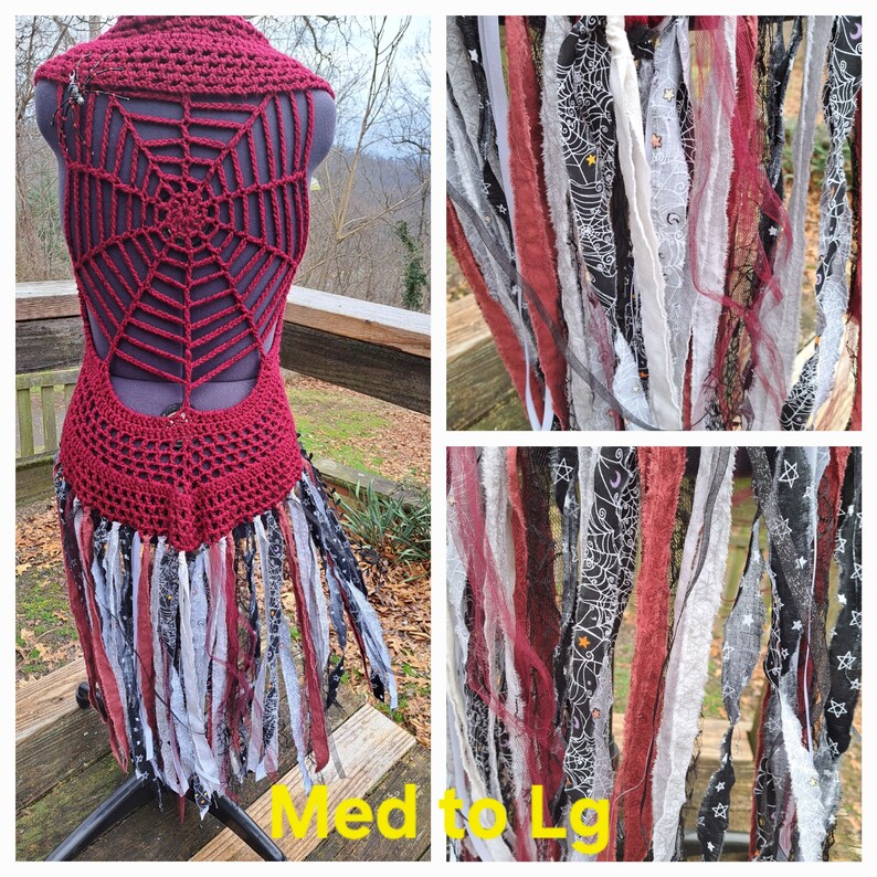 Spiderweb Fae Vest With Beaded Spider Charm and Fabric Fringe - Etsy