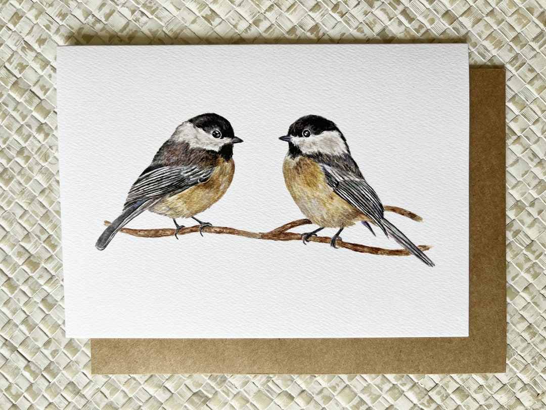 Greeting Card Chickadee Couple Bird Blank Notecard 5x7 - Etsy