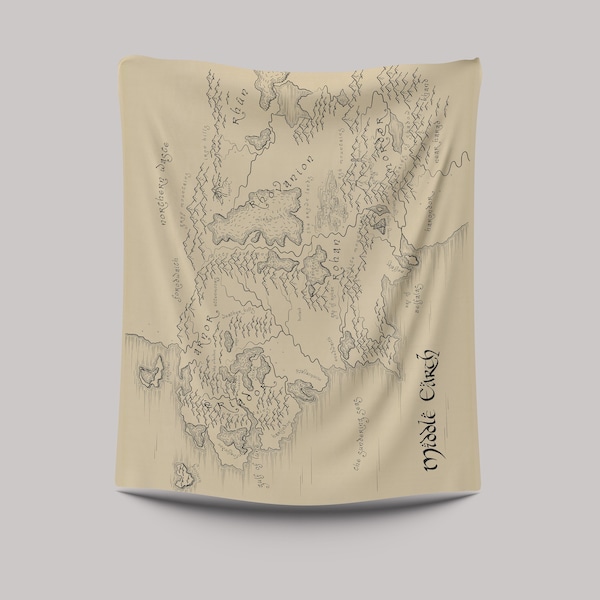 Middle Earth Map Blanket - Etsy