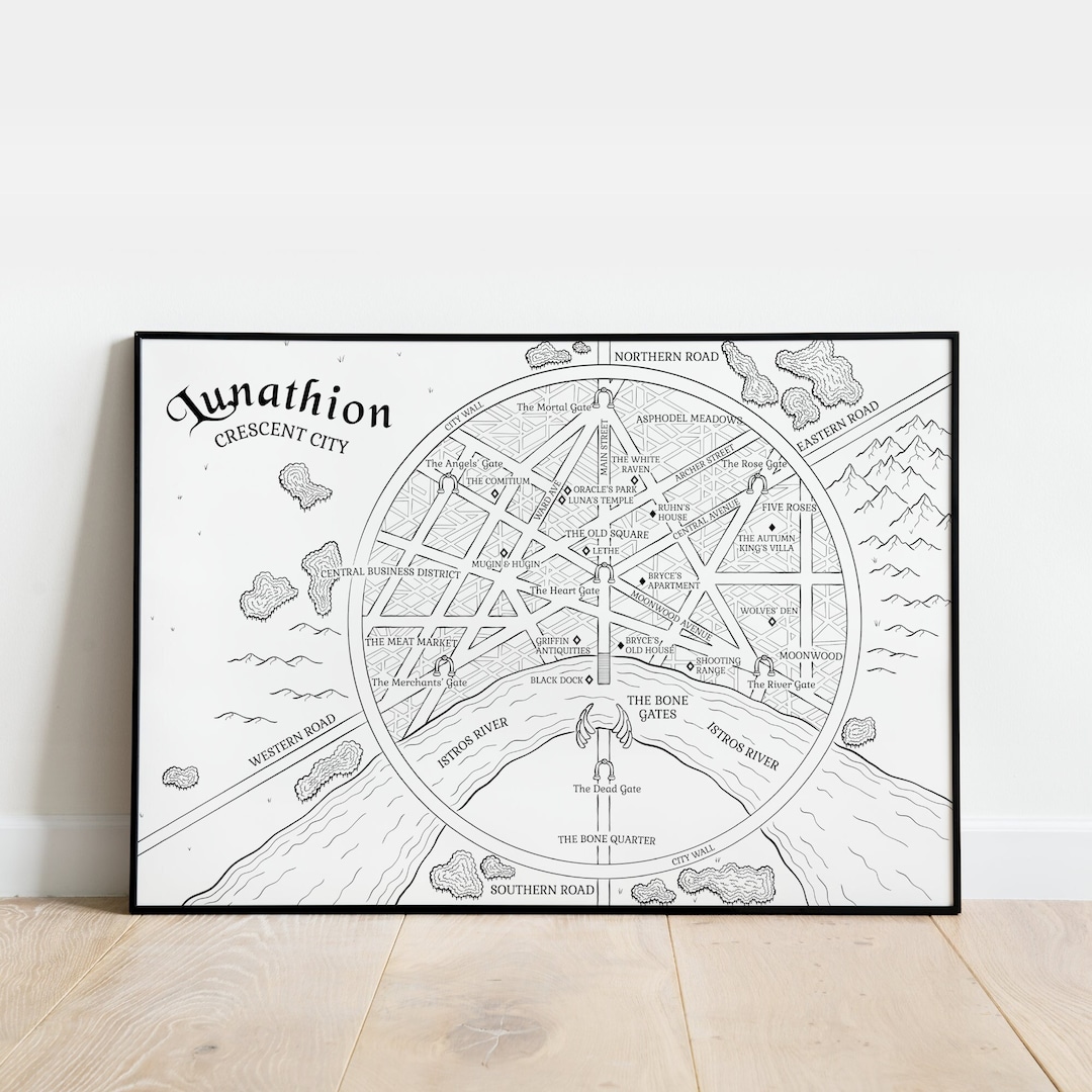 Map of Lunathion: Crescent City - Etsy