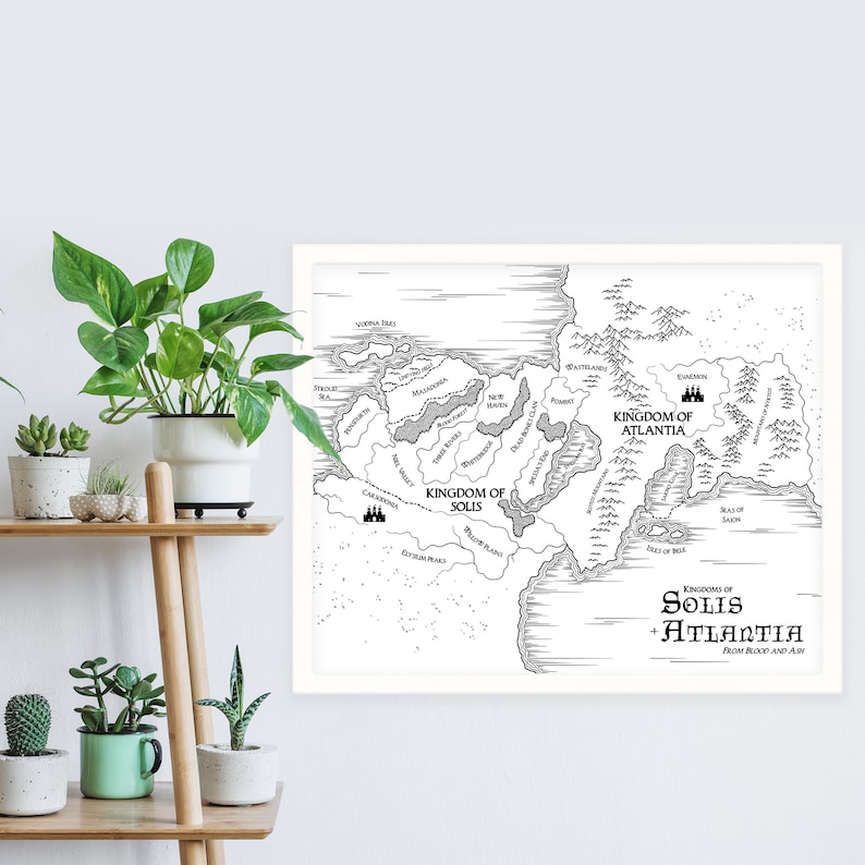 Map from Blood and Ash: Kingdoms of Solis and Atlantia | Etsy