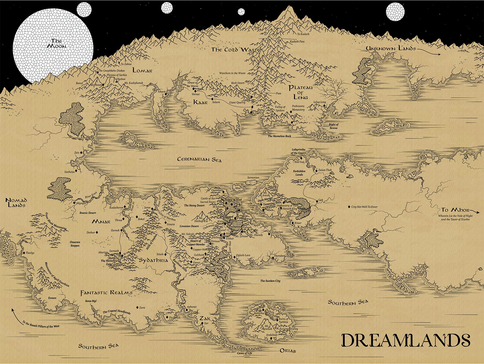 Map of the Dreamlands HP Lovecraft | Etsy