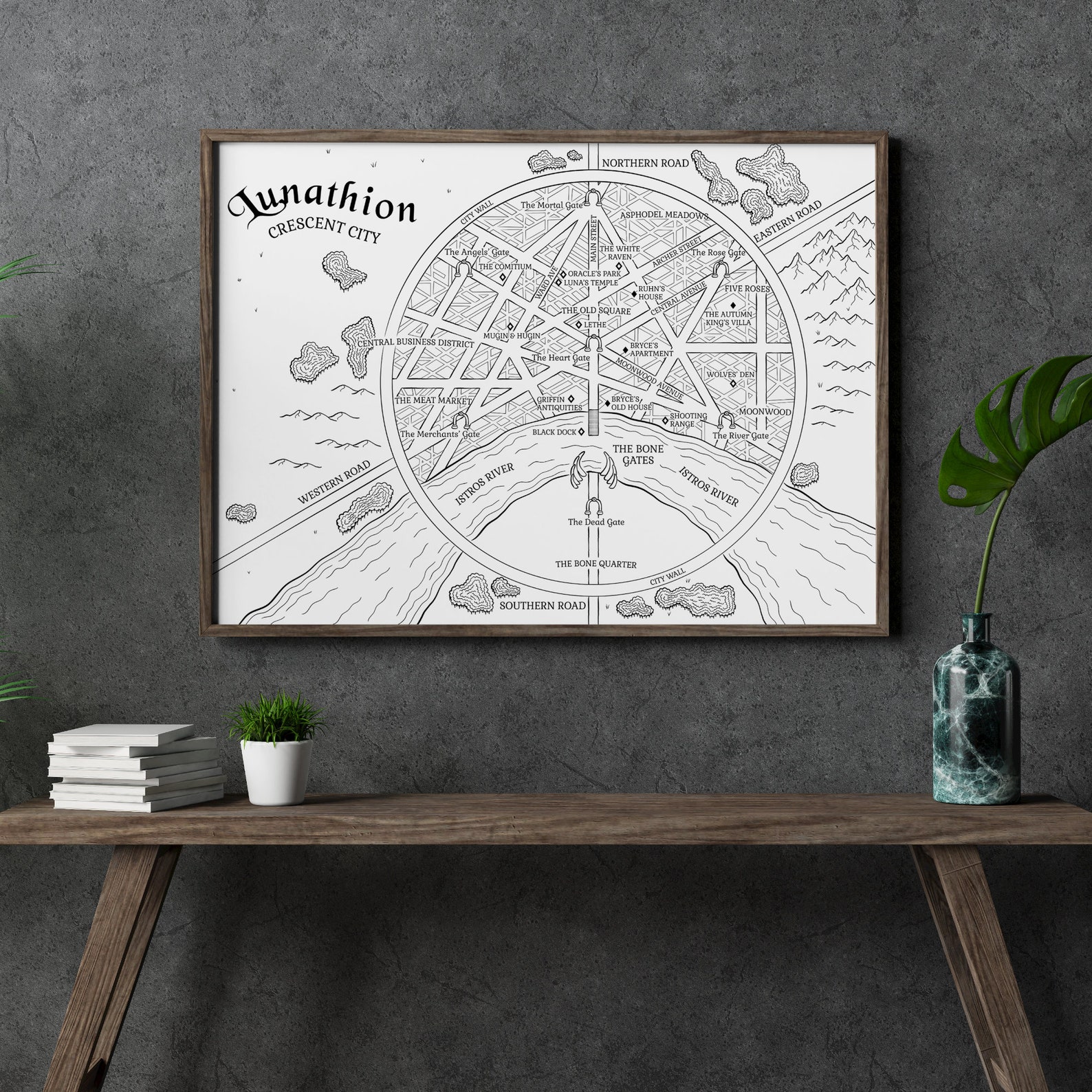 Map of Lunathion: Crescent City - Etsy