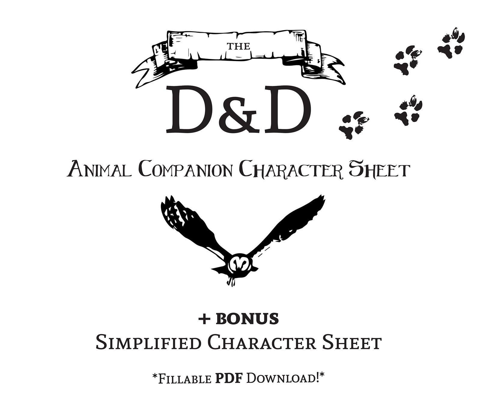 D&D Animal Companion Character Sheet PDF DOWNLOAD Fillable - Etsy