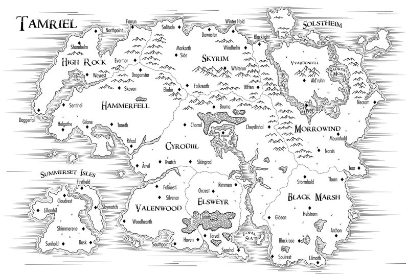 Map Of Tamriel Etsy