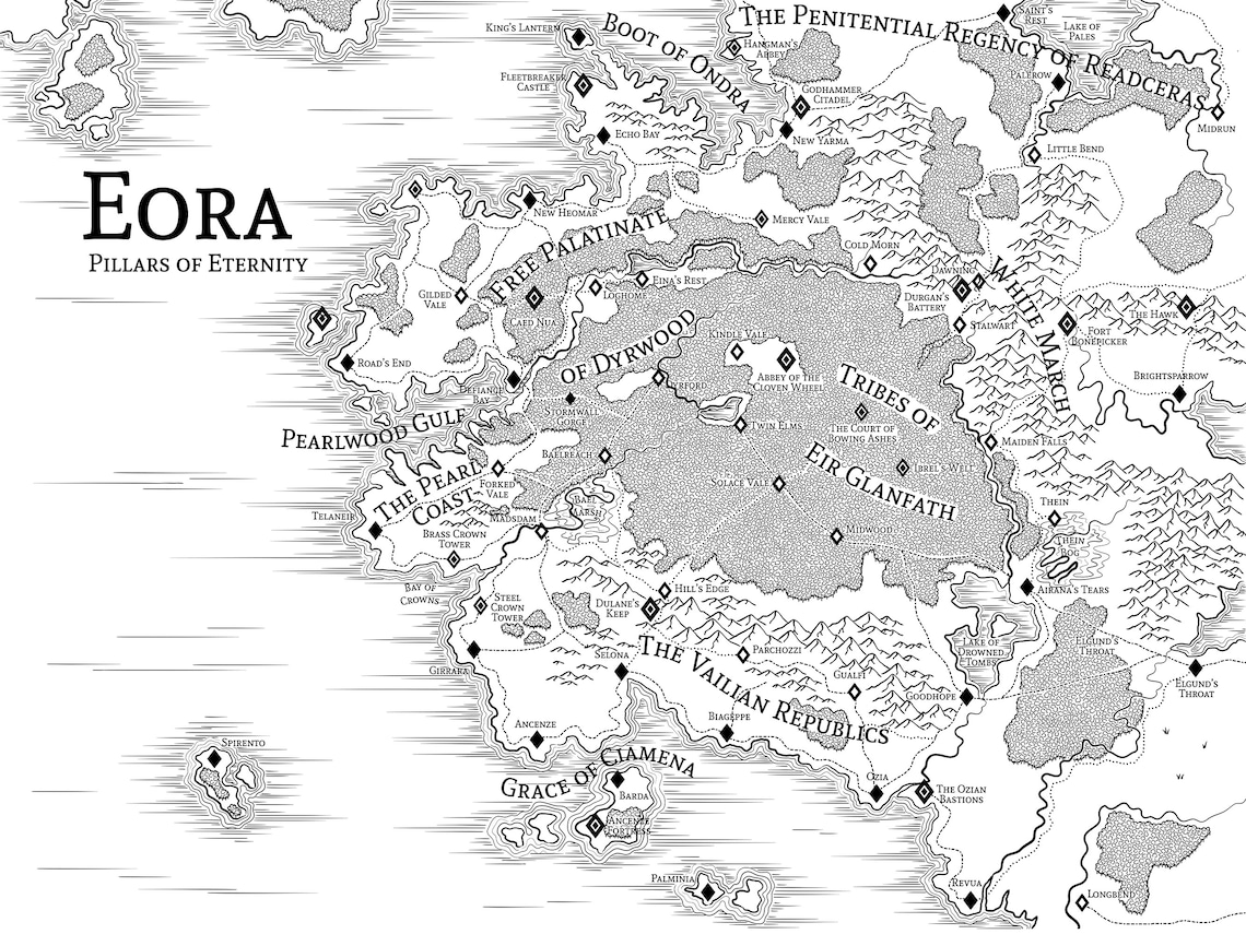 Map of Eora: Pillars of Eternity | Etsy
