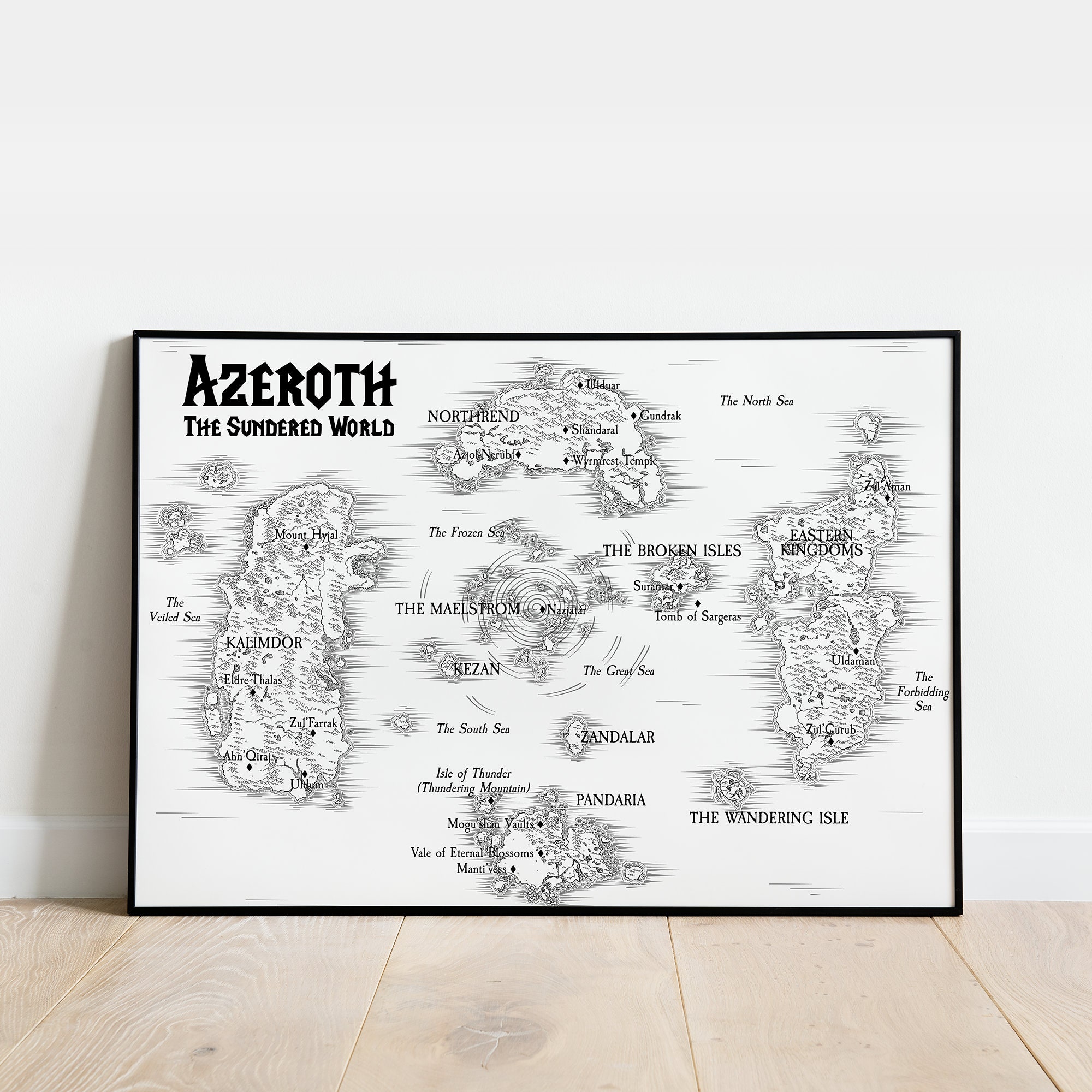 Map of Azeroth: the Sundered World World of Warcraft - Etsy