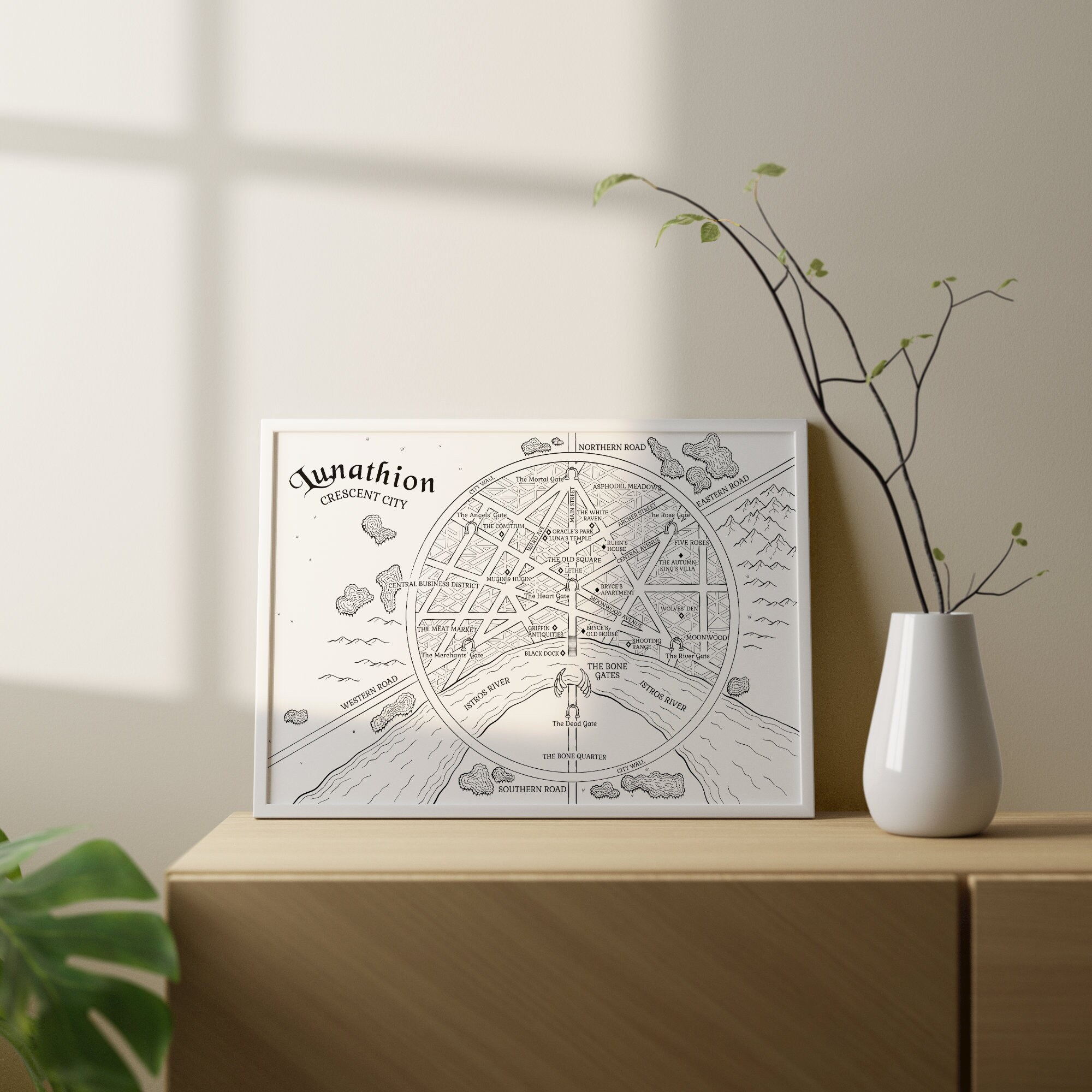 Map of Lunathion: Crescent City - Etsy