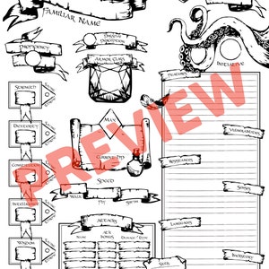 D&D Familiar Character Sheet PDF DOWNLOAD Fillable - Etsy UK