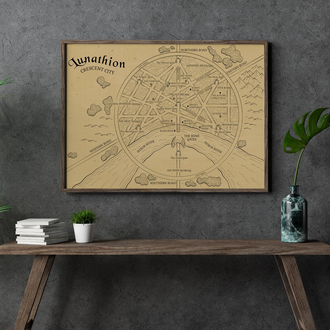 Map of Lunathion: Crescent City - Etsy