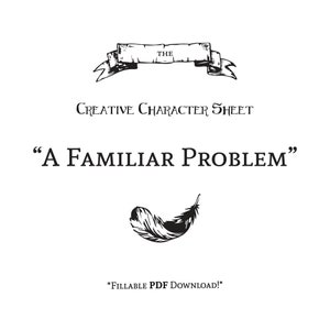 D&D "a Familiar Problem" Character Sheet *PDF DOWNLOAD* Fillable - Etsy