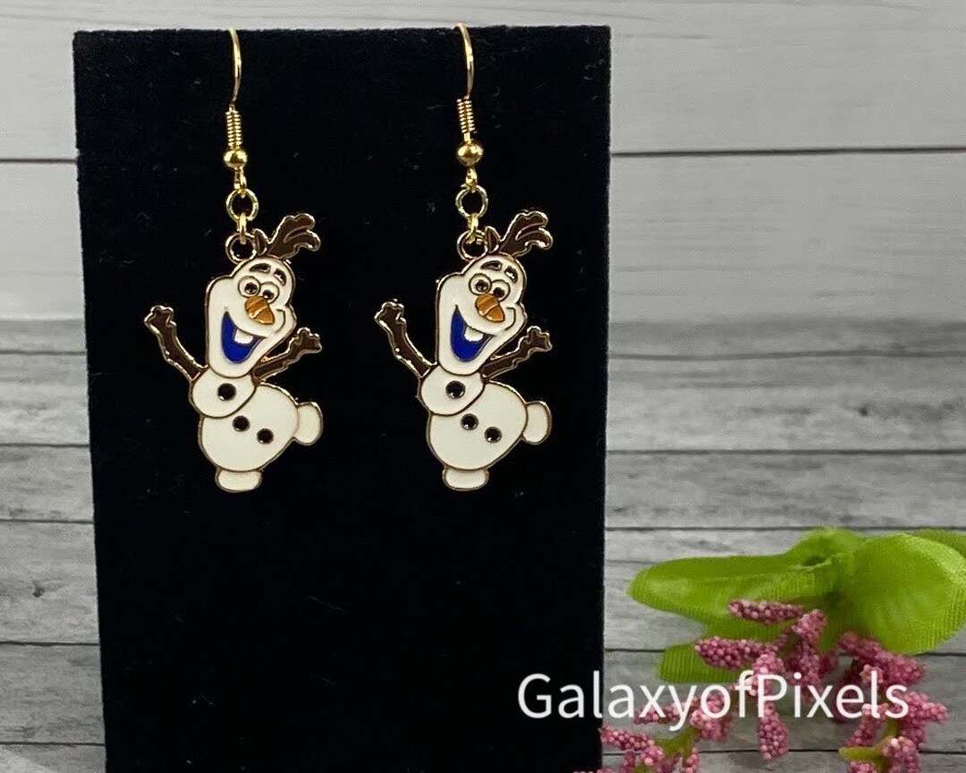 Famous Snowman Olaf Enamel Charm Dangle Earrings - Etsy