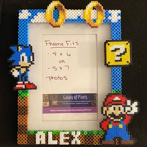 Personalized Mario Sonic Perler Glass Picture Frame 5x7 - Etsy