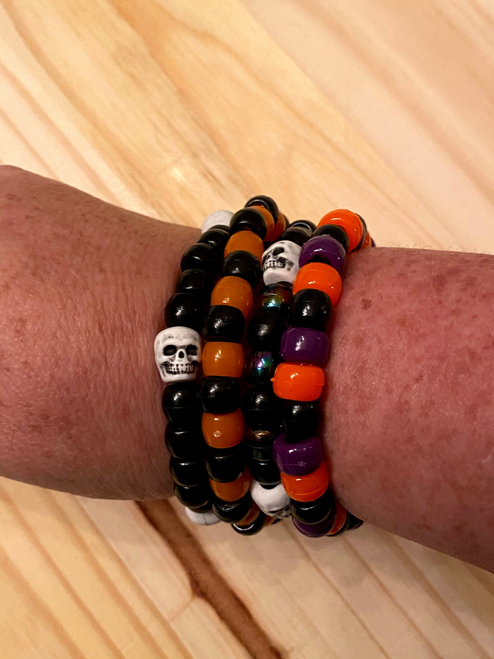 4 Black Halloween Skeleton Kandi Bracelets Halloween Party | Etsy
