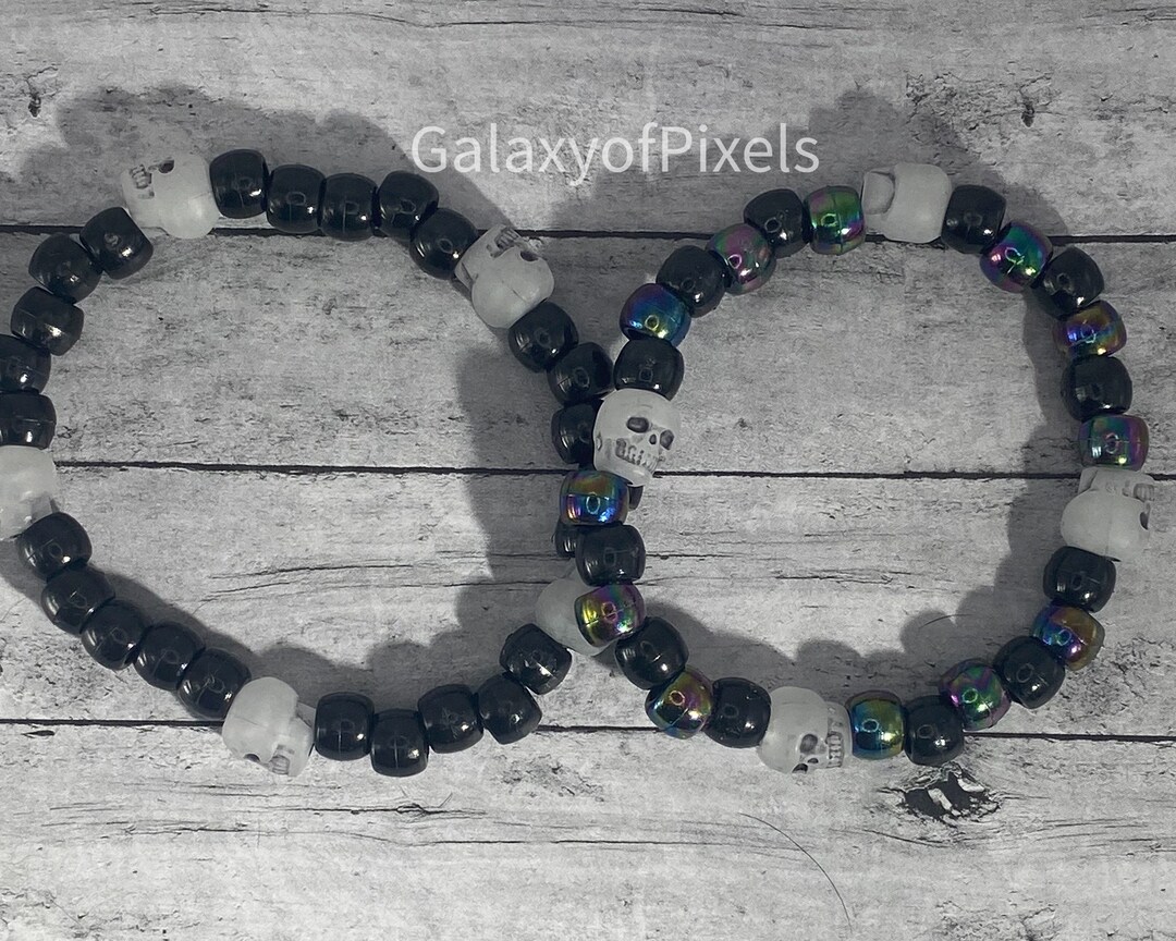 Glow in the Dark Black Skeleton Kandi Bracelets, Halloween Party Favors ...