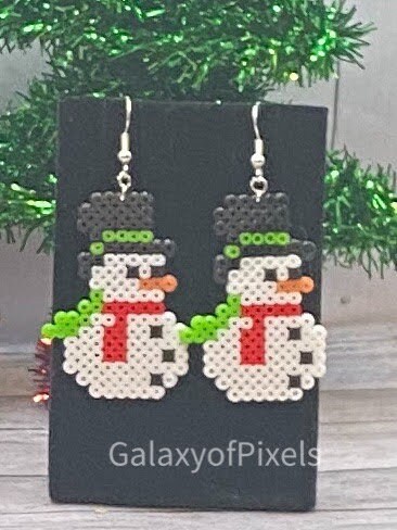 Winter Snowman & Santa Claus Mini Perler/artkal Bead Dangle - Etsy