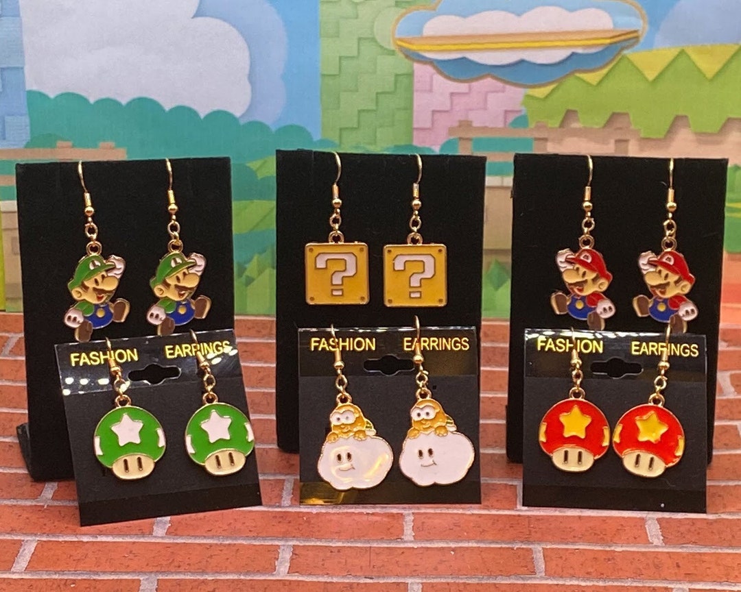 Paper Mario & Luigi Enamel Charm Dangle Earrings - Etsy