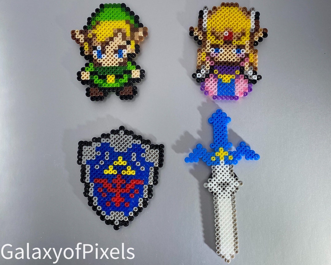 Link & Zelda Magnets or Clips, Cartoon Perler, Refrigerator Perfect for ...