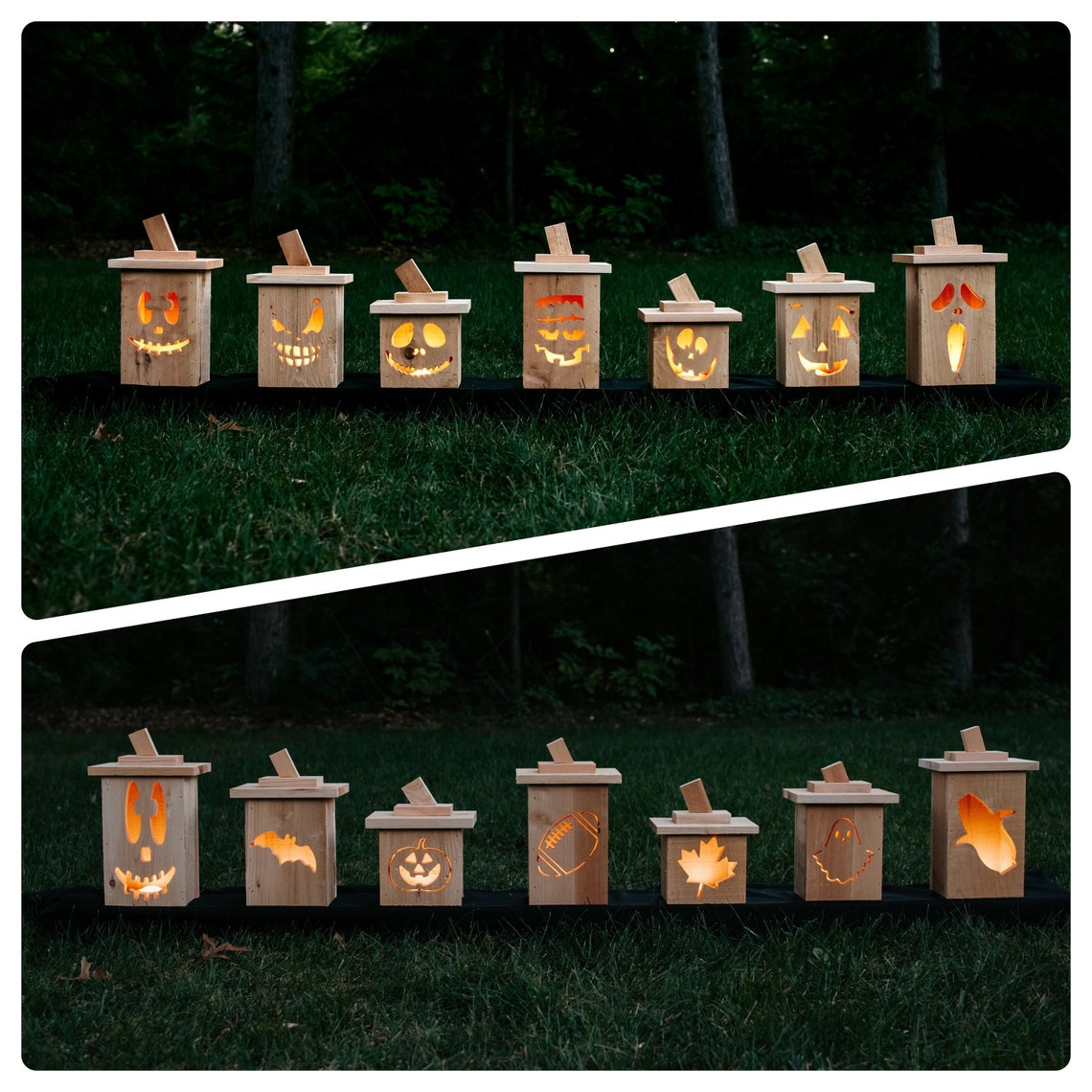 Jack O Lanterns Solid Cedar Halloween Decor Outdoor - Etsy