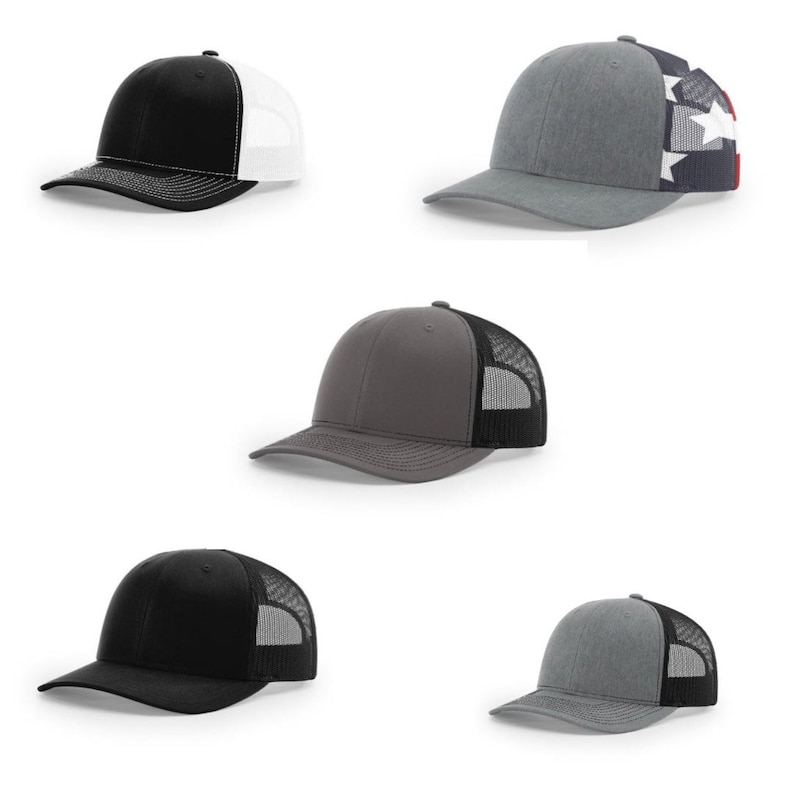 SET OF 5 Custom Logo Hats, Leatherette Patch - Logo Hats- Leather Patch ...