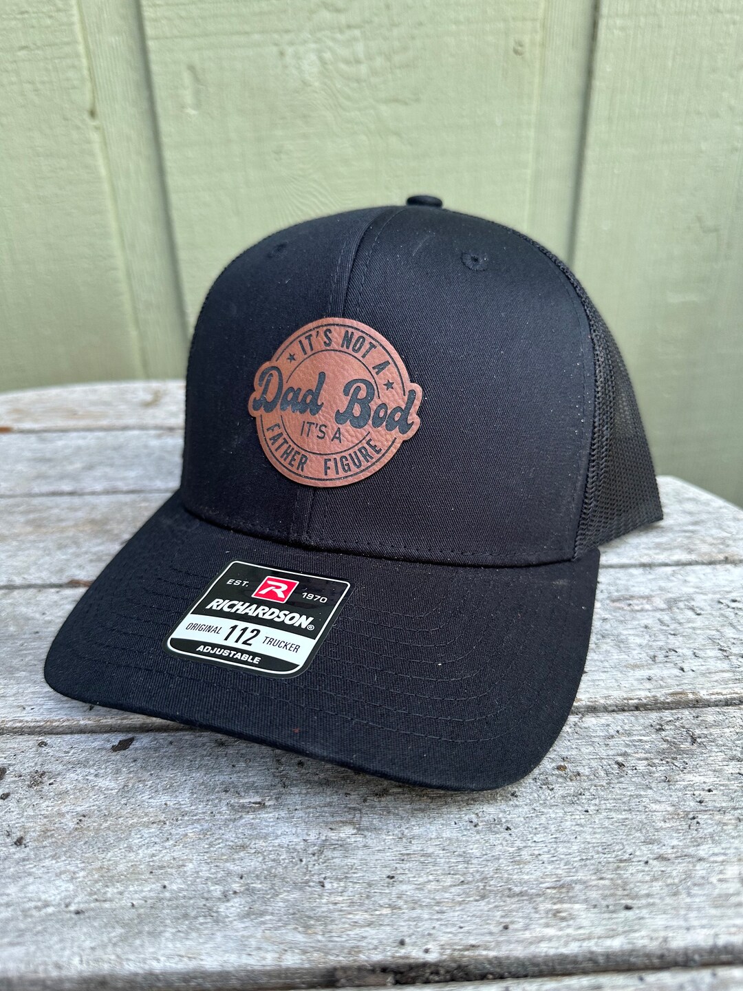 Dad Bod Hat, Leatherette Patch - Logo Hats, Laser Engraved Leather Patch, Richardson 112 Hat ...